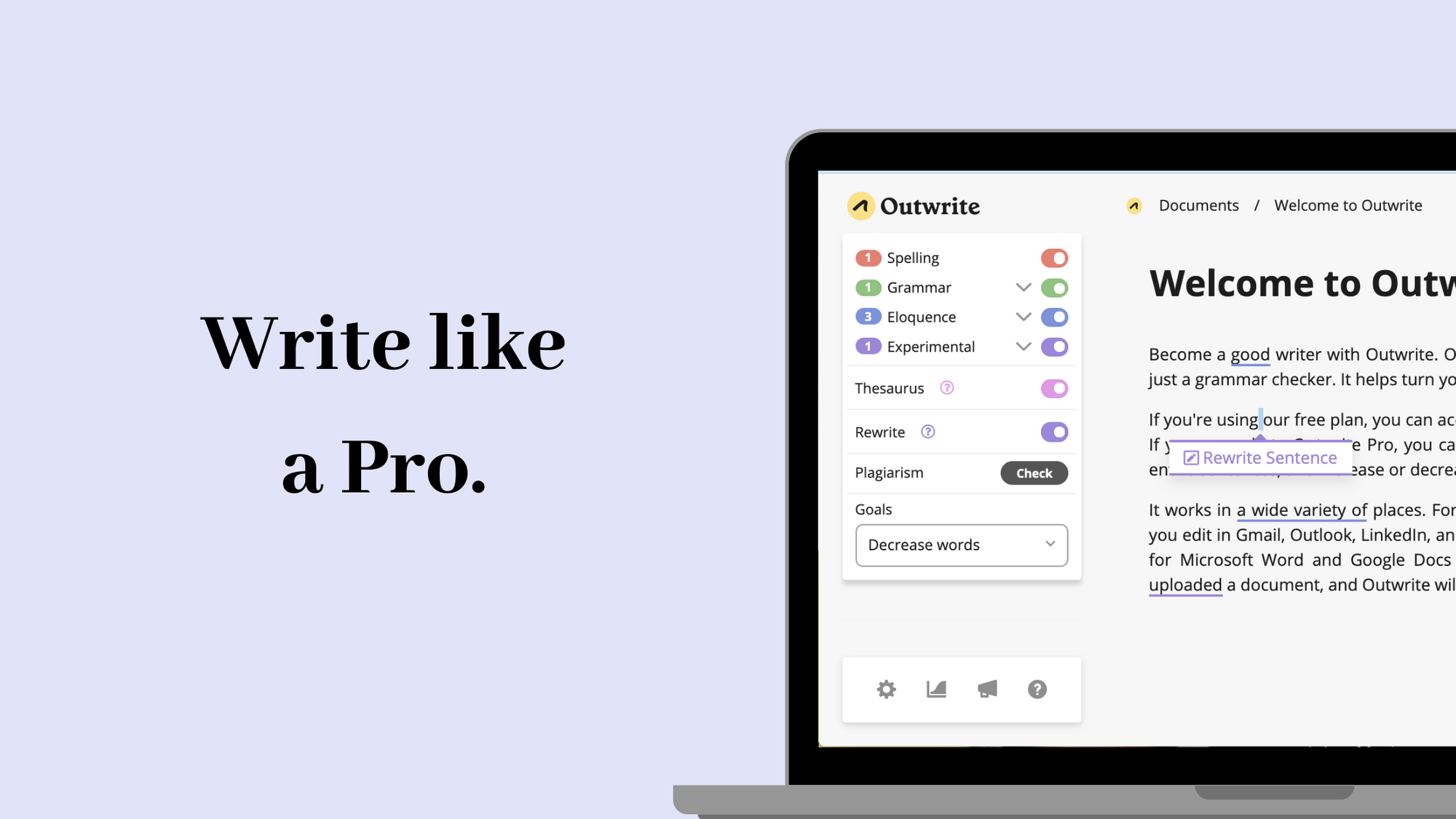 A quick guide to Outwrite Pro